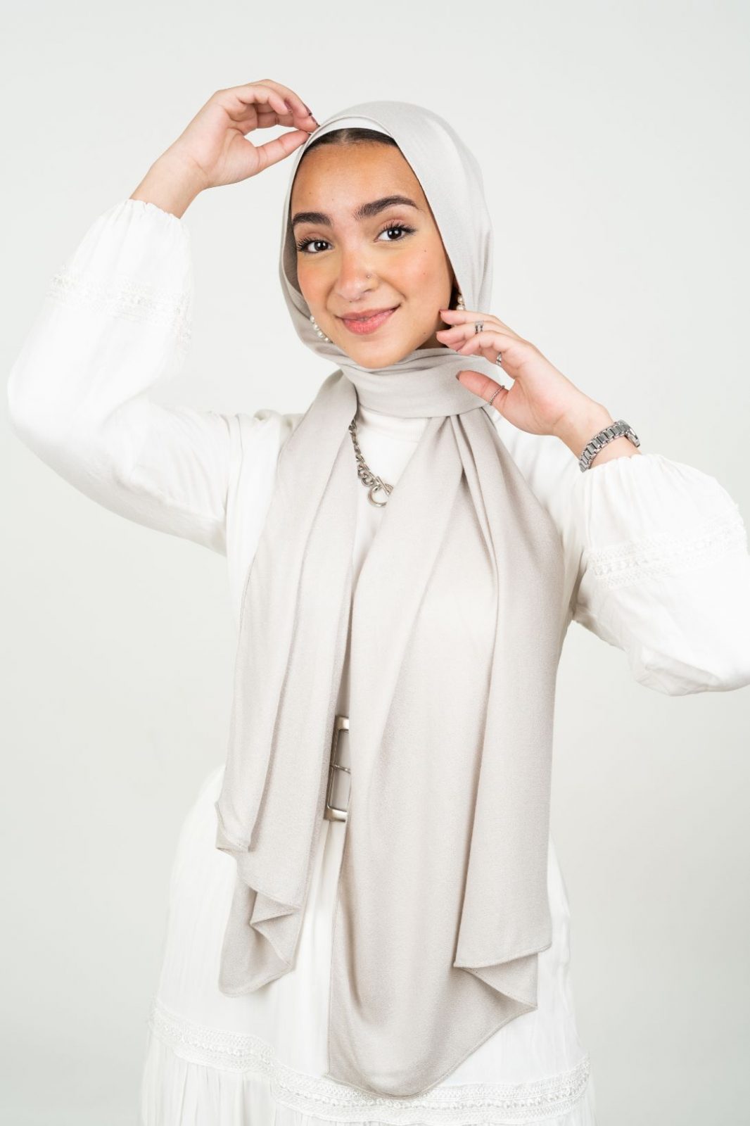 Grey Elegance: Light Grey Hijab - EMMA